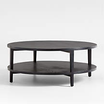 Clairemont Ebonized Oak Wood 48" Round Coffee Table with Shelf ...