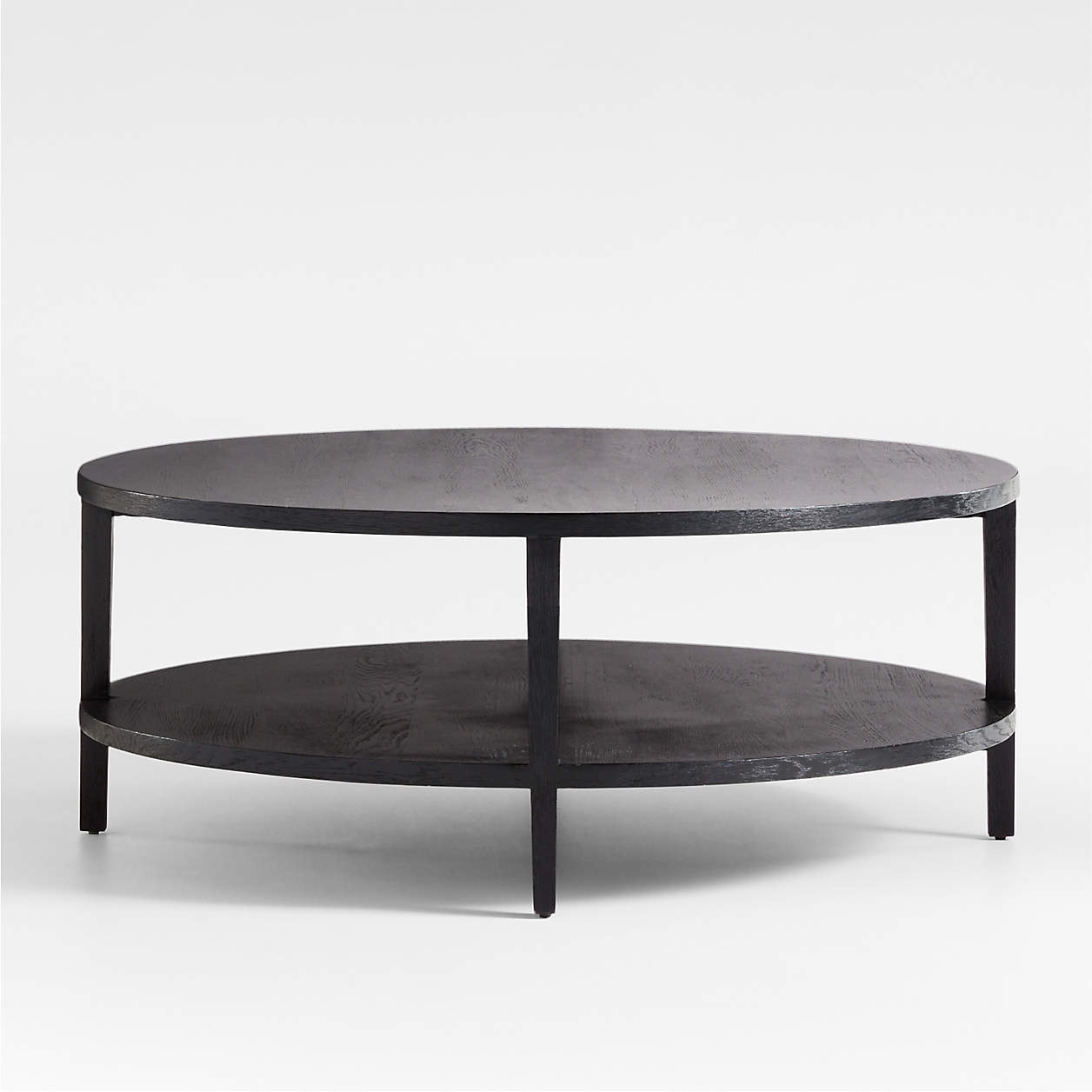 Clairemont Ebonized Oak Wood 48" Round Coffee Table with Shelf ...