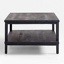 Clairemont Ebonized Oak Wood 48" Rectangular Coffee Table with Shelf ...