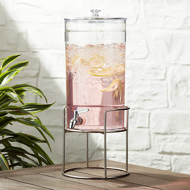Claro Acrylic Drink Dispenser with Bash Stand + Reviews | Crate & Barrel