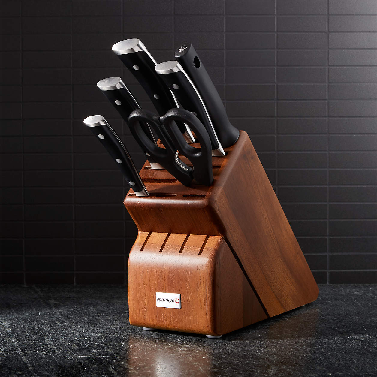 Wusthof Classic Ikon 7-Piece Walnut Knife Block Set | Crate & Barrel
