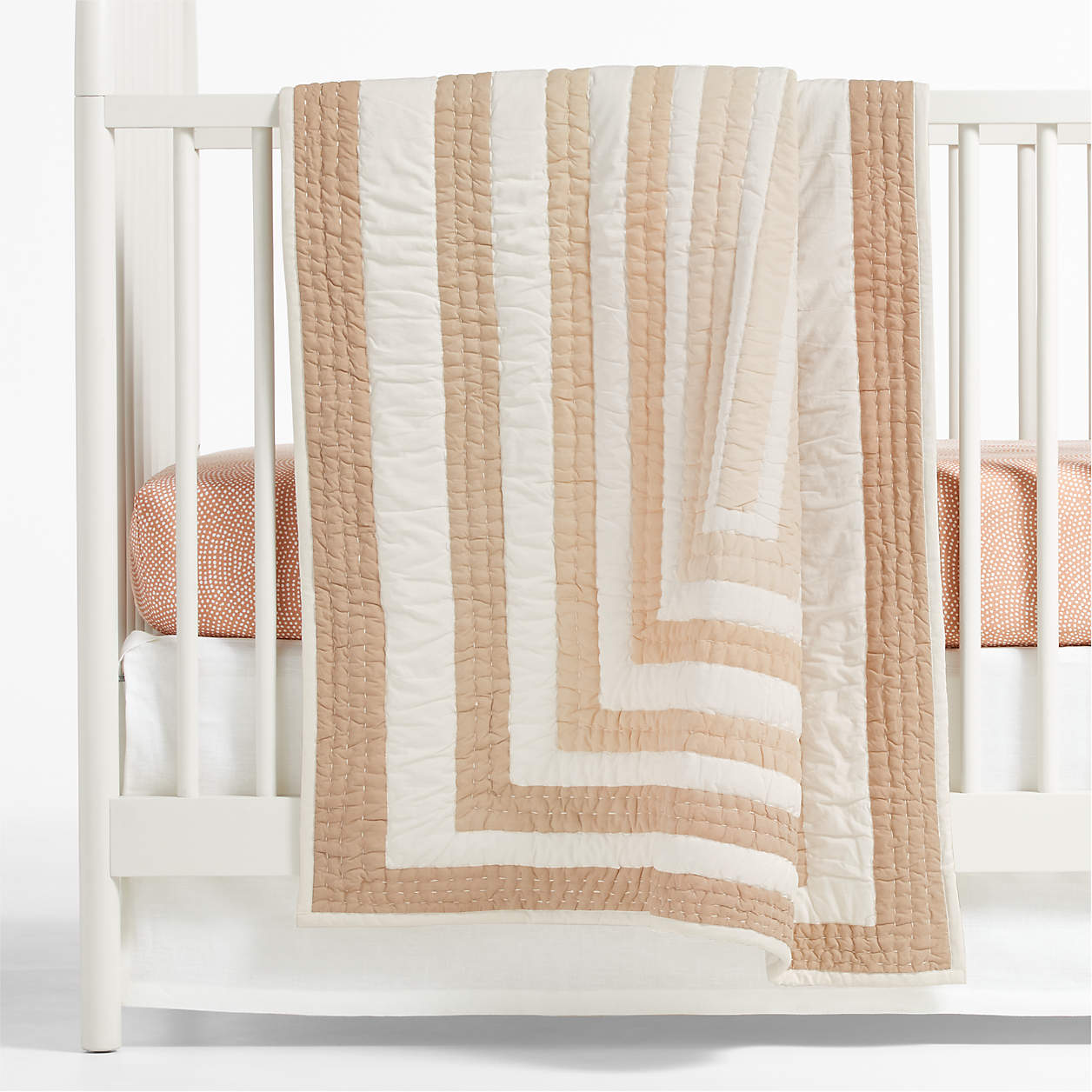 Faded Organic Clay Geometric Baby Crib Quilt by Leanne Ford | Crate & Kids