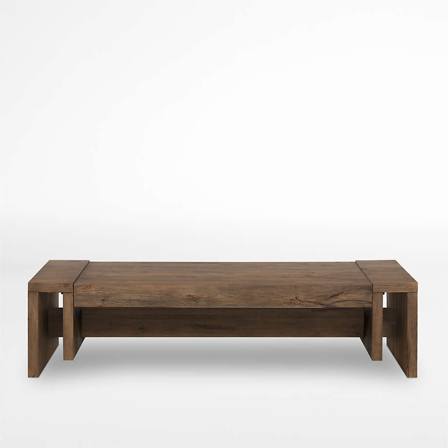 Cleave Brown Oak Wood 60" Rectangular Coffee Table | Crate & Barrel