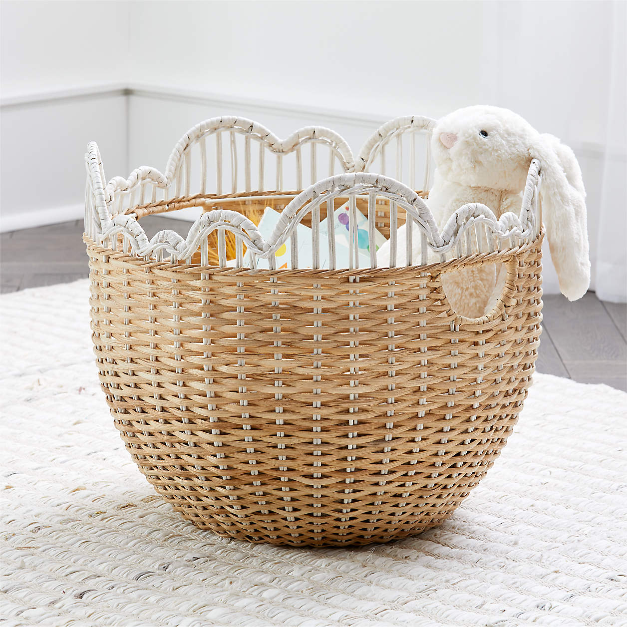 Wicker Cloud Kids Floor Storage Basket + Reviews | Crate & Kids