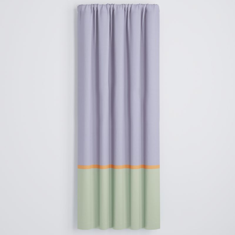 Periwinkle Light Blue and Green Colorblock Cotton Blackout Kids Window ...