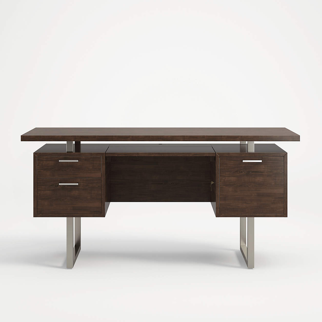 Clybourn Charcoal Cherry Executive Desk | Crate & Barrel