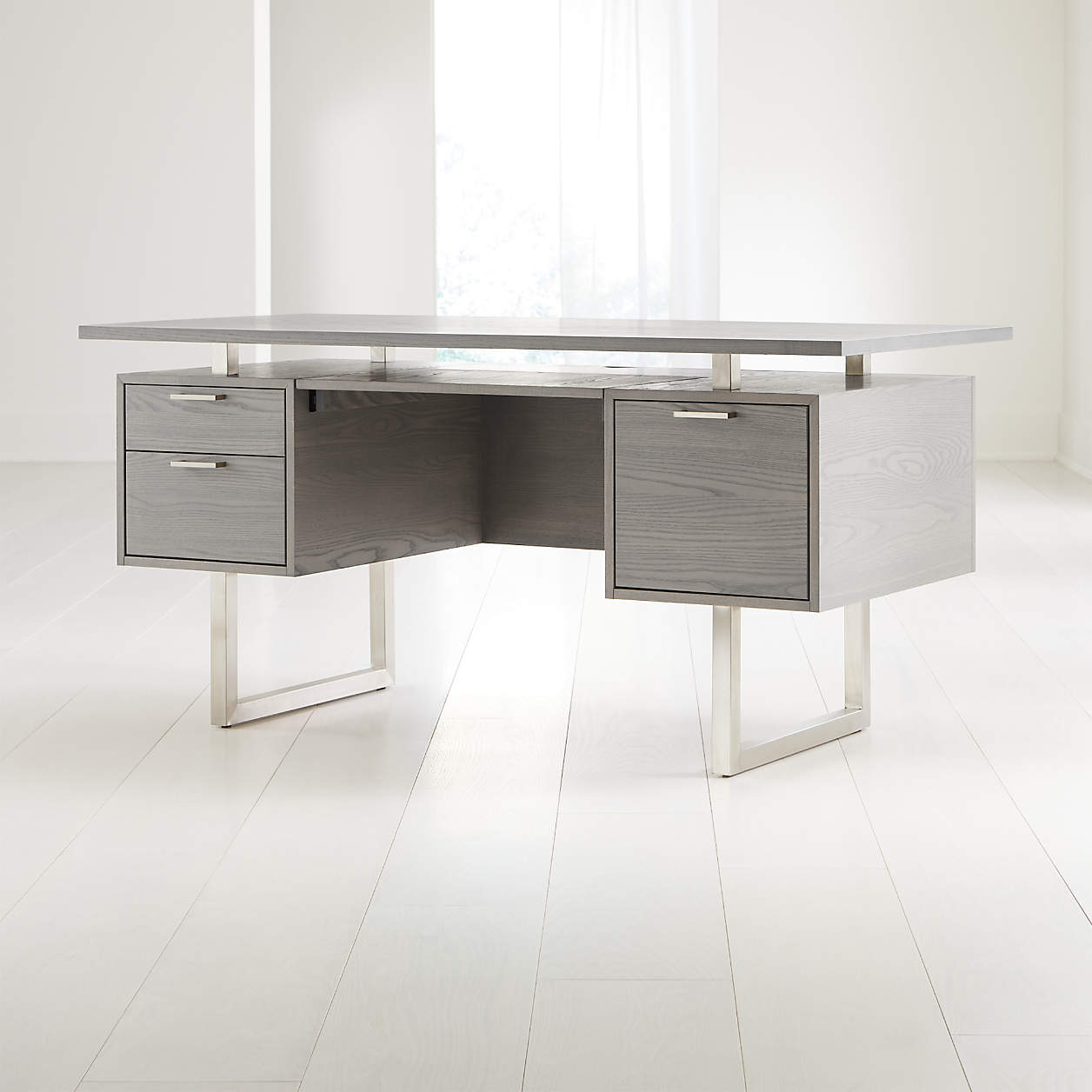 Clybourn Dove Executive Desk + Reviews | Crate & Barrel