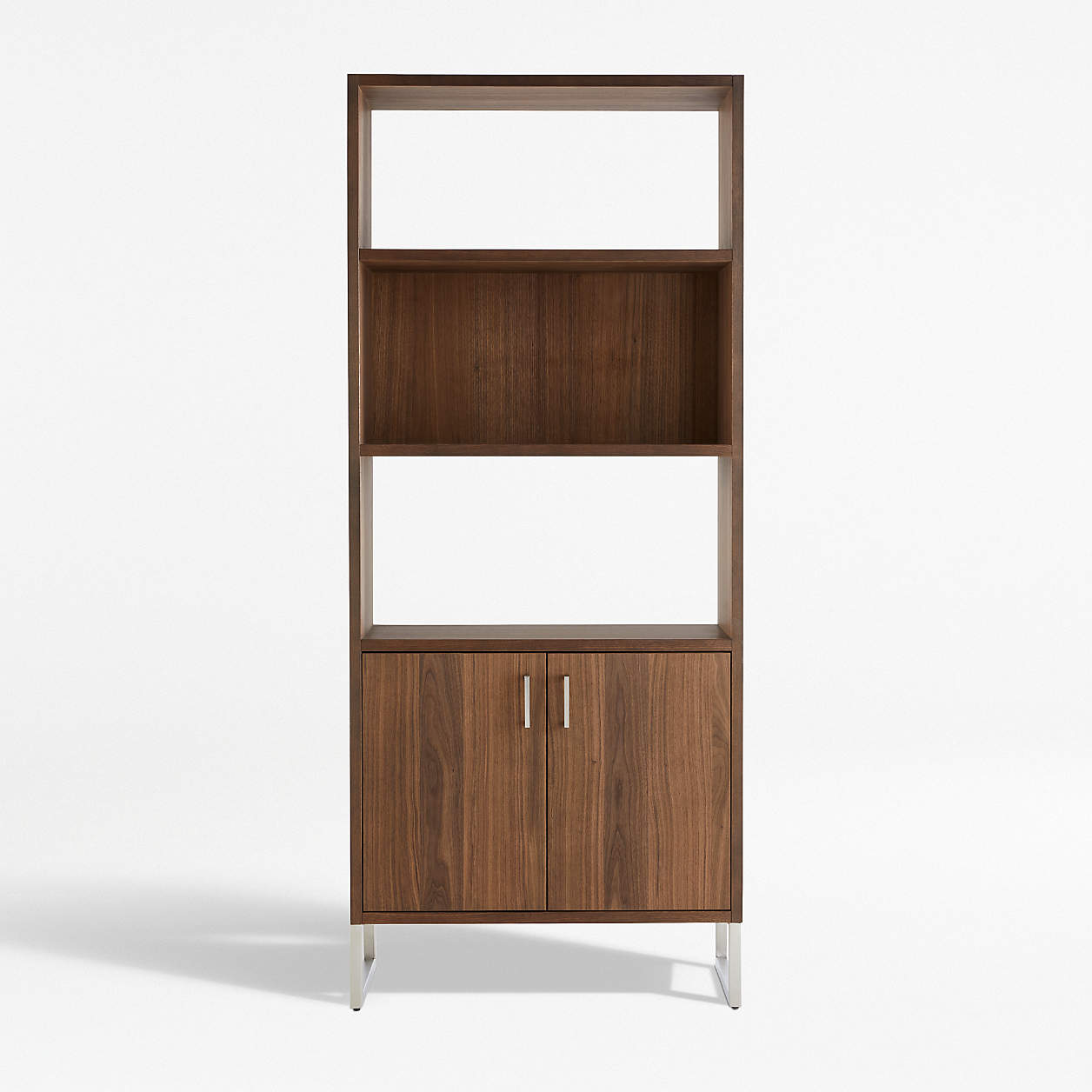 Clybourn 32" Walnut Storage Bookcase + Reviews | Crate & Barrel