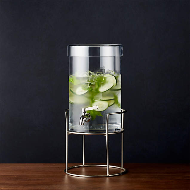 Nickel-Plated Drink Dispenser Stand + Reviews | Crate & Barrel