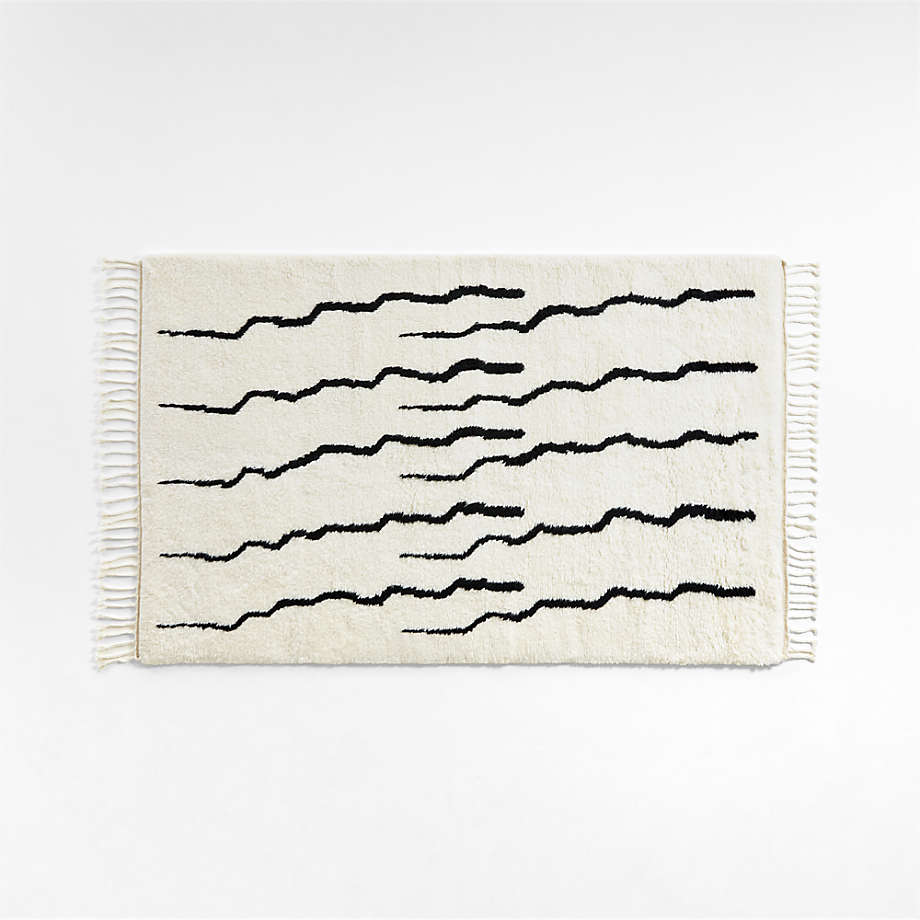 Coleto Black and White Abstract Rug 5'x8' + Reviews | Crate & Barrel