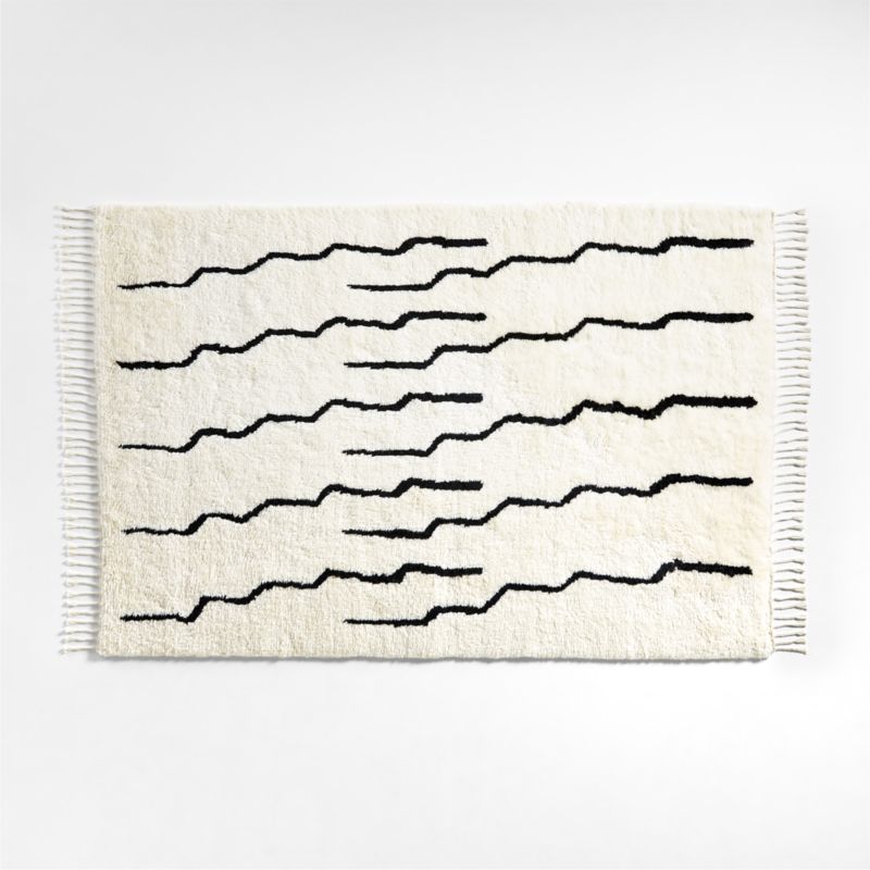 Coleto Black and White Abstract Rug 6'x9' + Reviews | Crate & Barrel