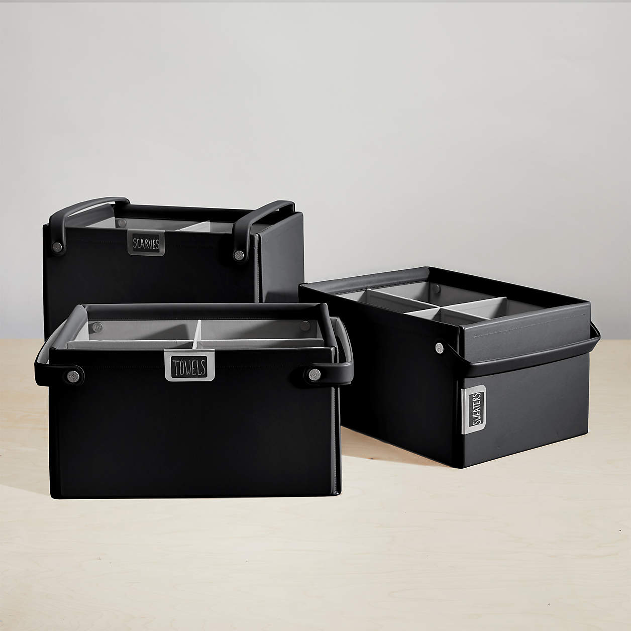 Folden Lane Medium Black Rectangular Collapsible Storage Baskets with ...