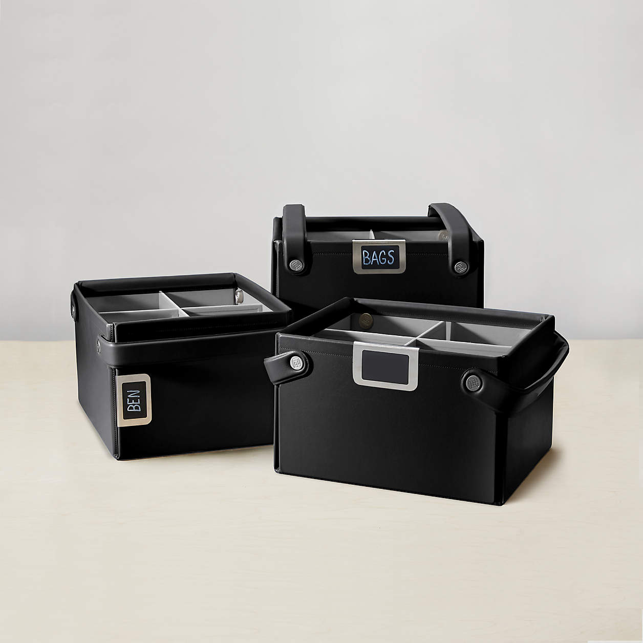 Extra-Small Black Rectangular Collapsible Storage Baskets with Dividers ...