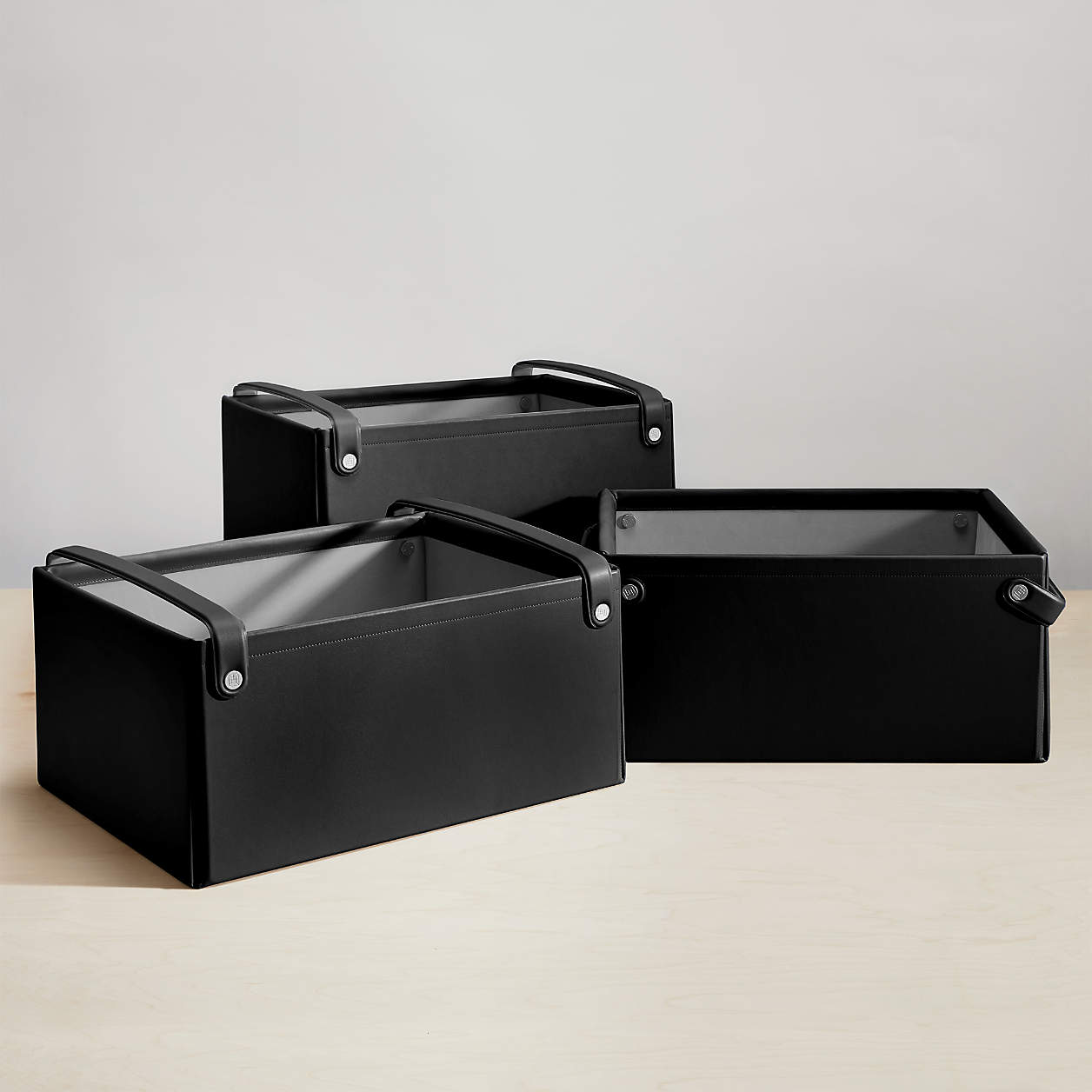 Folden Lane Large Black Rectangular Collapsible Storage Basket | Crate ...