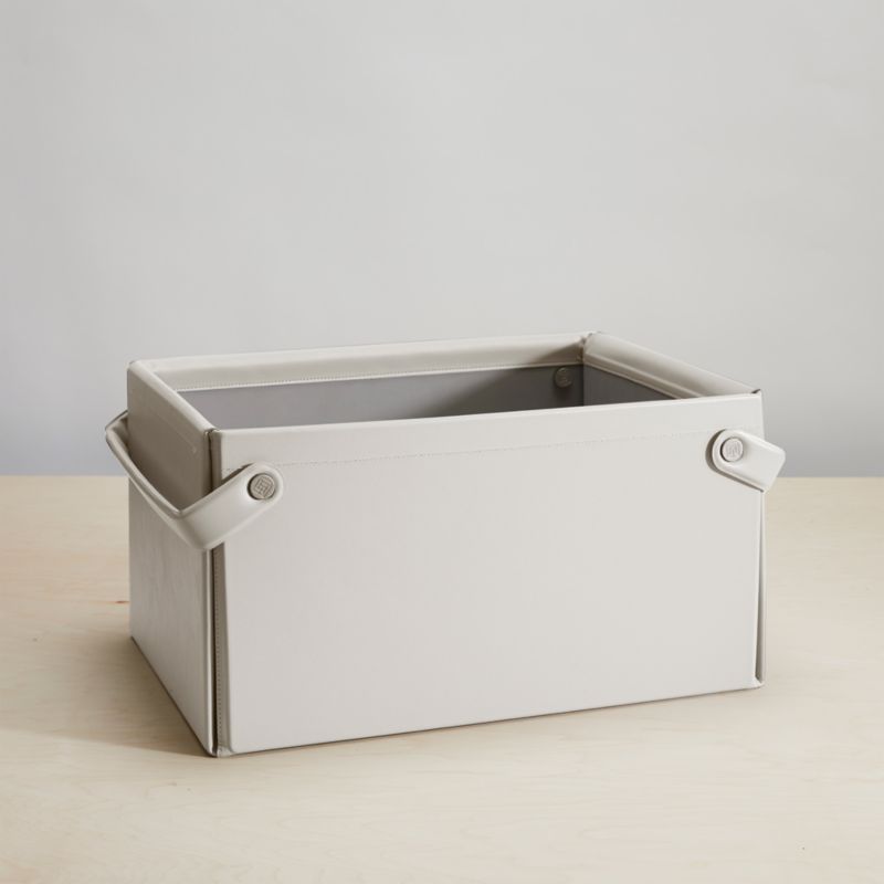 Folden Lane Medium Cream White Rectangular Collapsible Storage Baskets ...