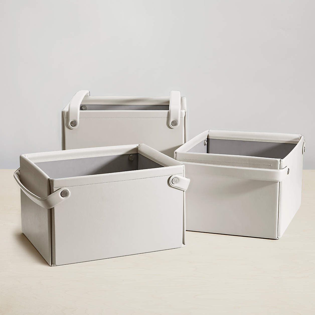 Small Cream White Rectangular Collapsible Storage Baskets, Set of 3 ...