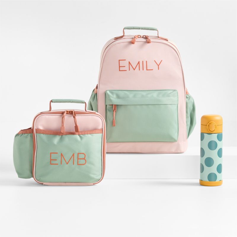 Colorblock Pink and Mint Green Kids Backpack Bundle | Crate & Kids
