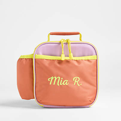 Colorblock Pink Soft Insulated Kids Personalized Thermal Lunch Box ...
