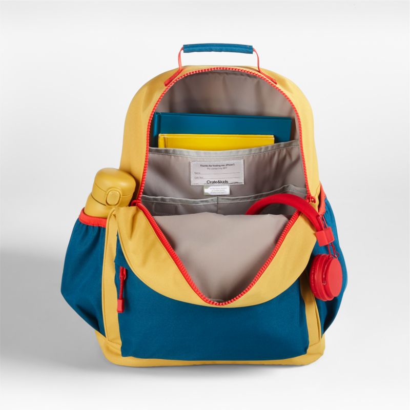 Large Colorblock Kids Yellow and Green Personalized Backpack for School ...
