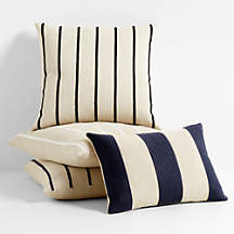 Como Cotton Embroidered Thick Stripe 22"x15" Deep Indigo Blue Throw ...