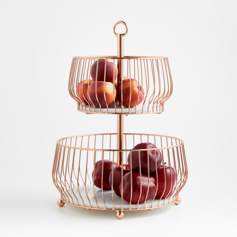Cora Copper 2-Tier Fruit Basket | Crate & Barrel