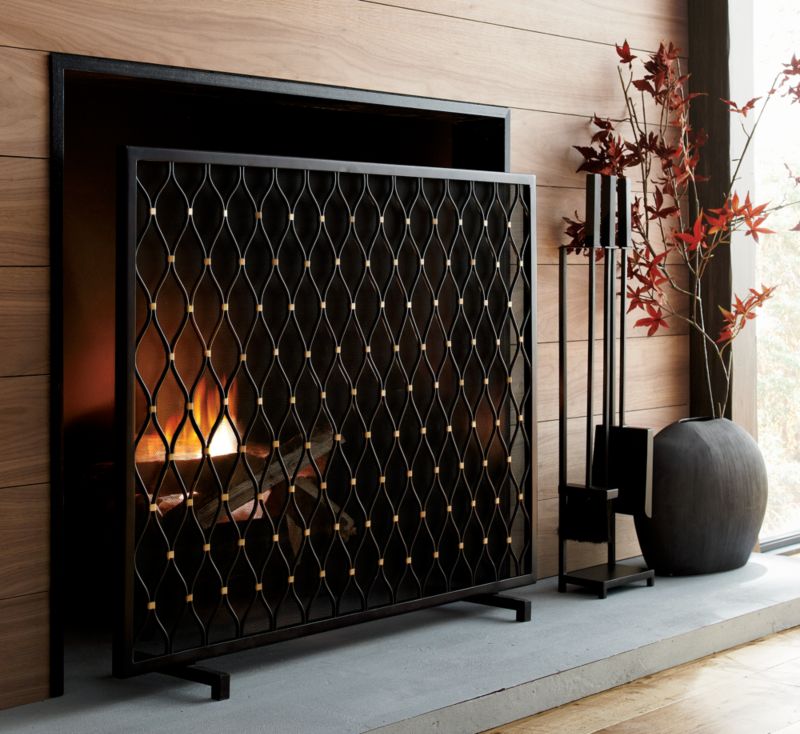 Corbett Bronze Fireplace Screen | Crate & Barrel