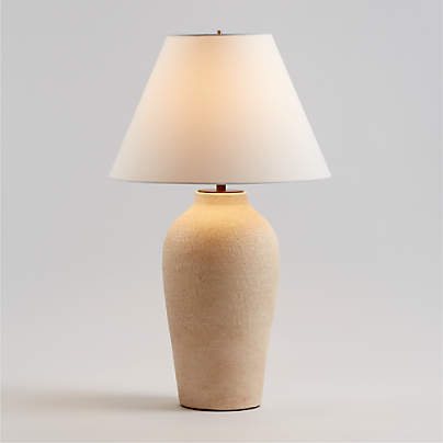 Holland Large White Ceramic Table Lamp with Pleated Tapered Shade ...