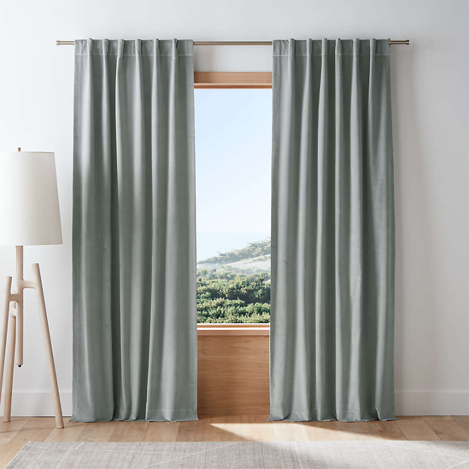 Mist Blue Cotton Velvet Window Curtain Panel with Lining 48"x96 ...
