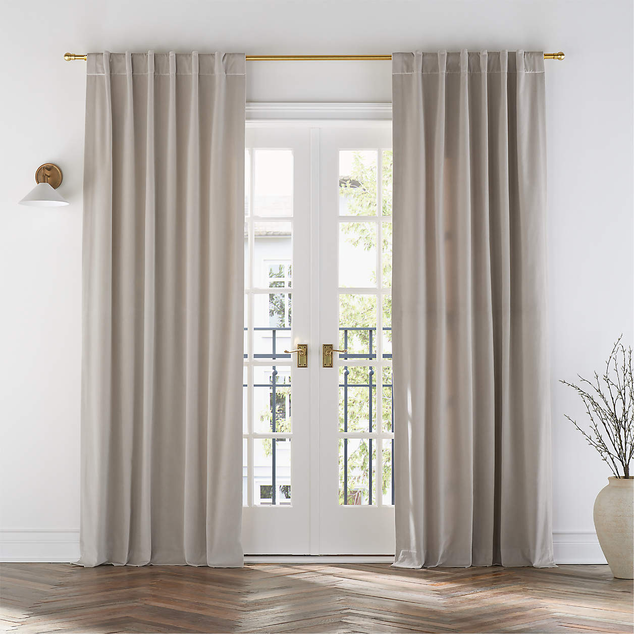Warm Beige Cotton Velvet Window Curtain Panel with Lining 48"x108 ...