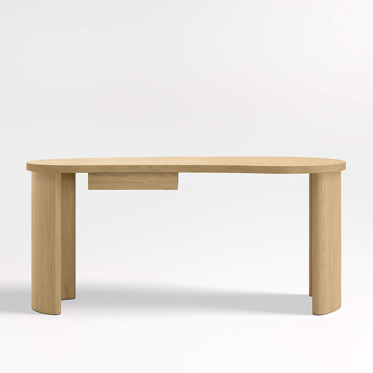 Courbe Curved Wood Storage Desk with Drawer + Reviews | Crate & Barrel
