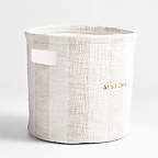 Cove Stone Tan Organic Cotton Striped Shelf Storage Bin | Crate & Kids