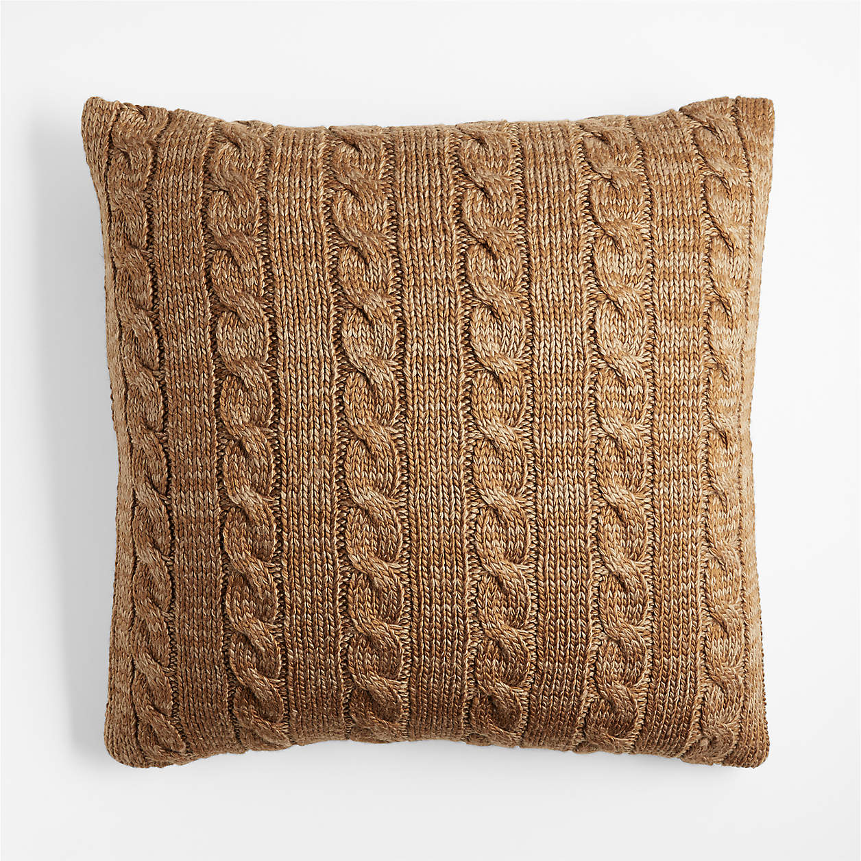Maple Brown Wool Blend Cozy Cable Knit 23"x23" Throw Pillow Cover ...