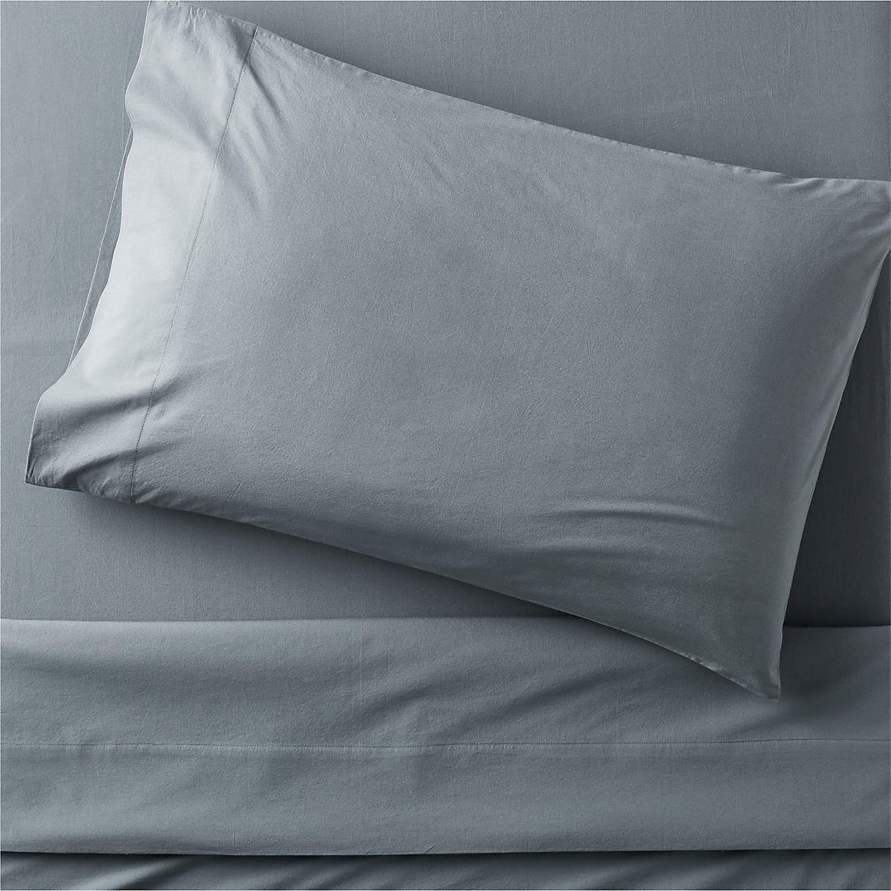 Modern Cozy Cloud Slate Blue Blue Organic Washed Cotton Kids Sheet Set ...