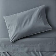 Modern Cozy Cloud Slate Blue Organic Washed Cotton Toddler Sheet Set ...