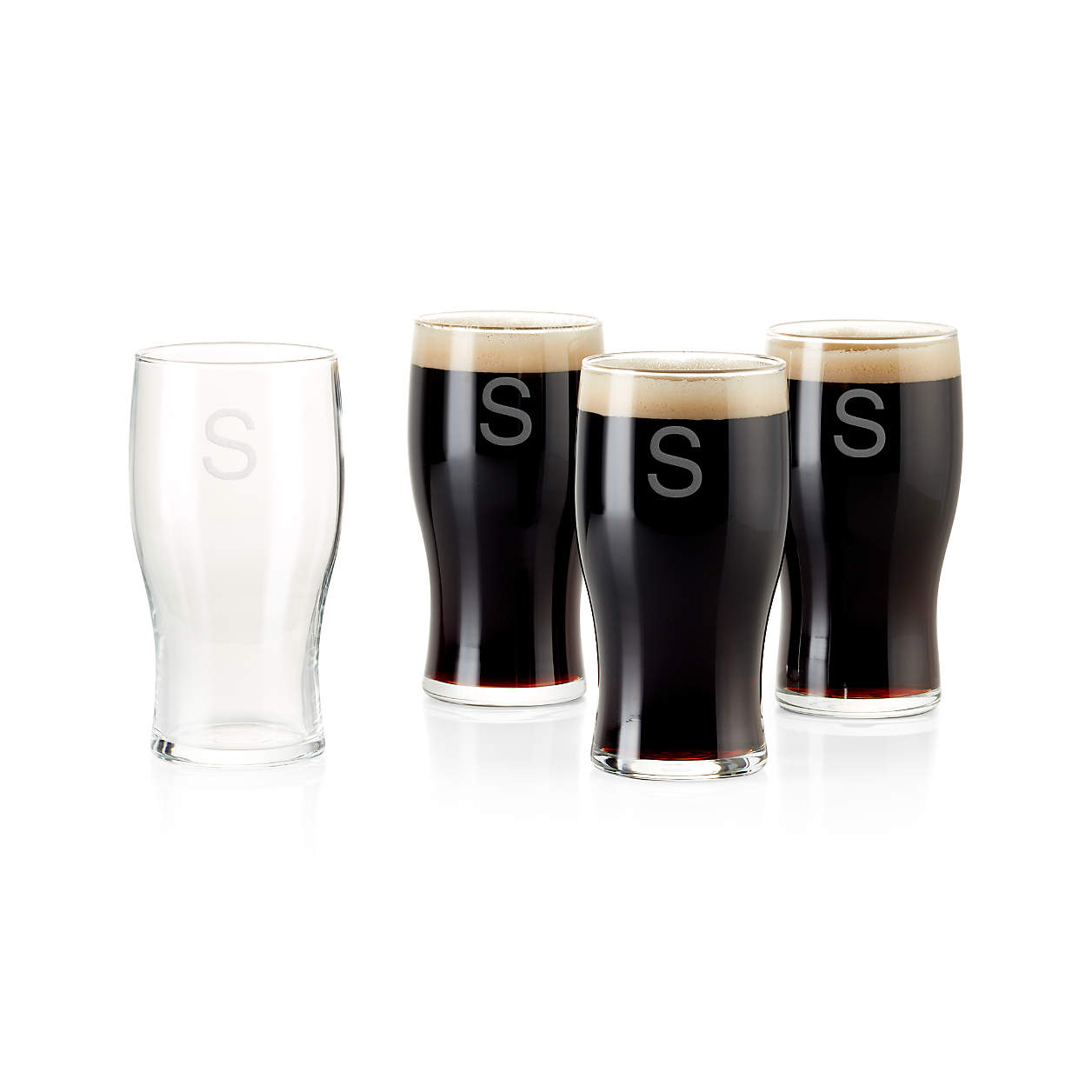 "S" Monogrammed Craft Beer Glasses, Set of 4 + Reviews | Crate and Barrel