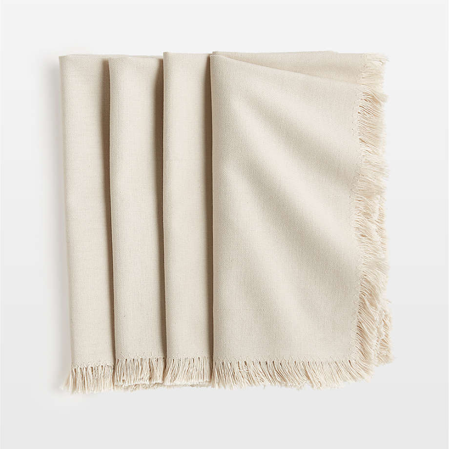 Craft Birch Beige Cotton Fringe Napkins, Set of 4 + Reviews | Crate ...