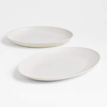 Craft Linen Cream Oval Platter + Reviews | Crate & Barrel