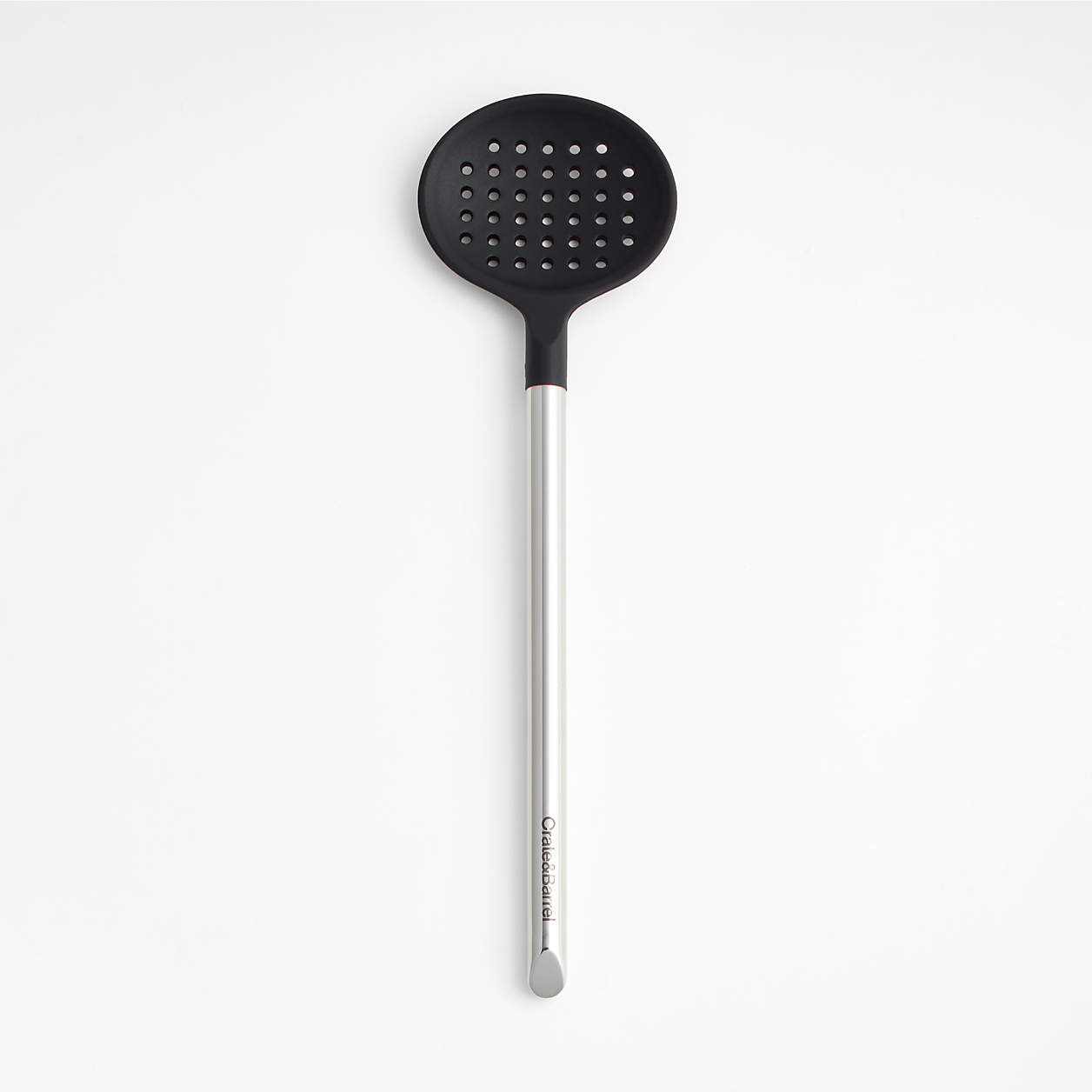 Crate & Barrel Black Silicone and Stainless Steel Slotted Spoon ...