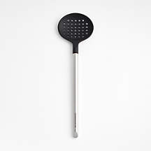 Crate & Barrel Black Silicone and Stainless Steel Slotted Spoon | Crate ...