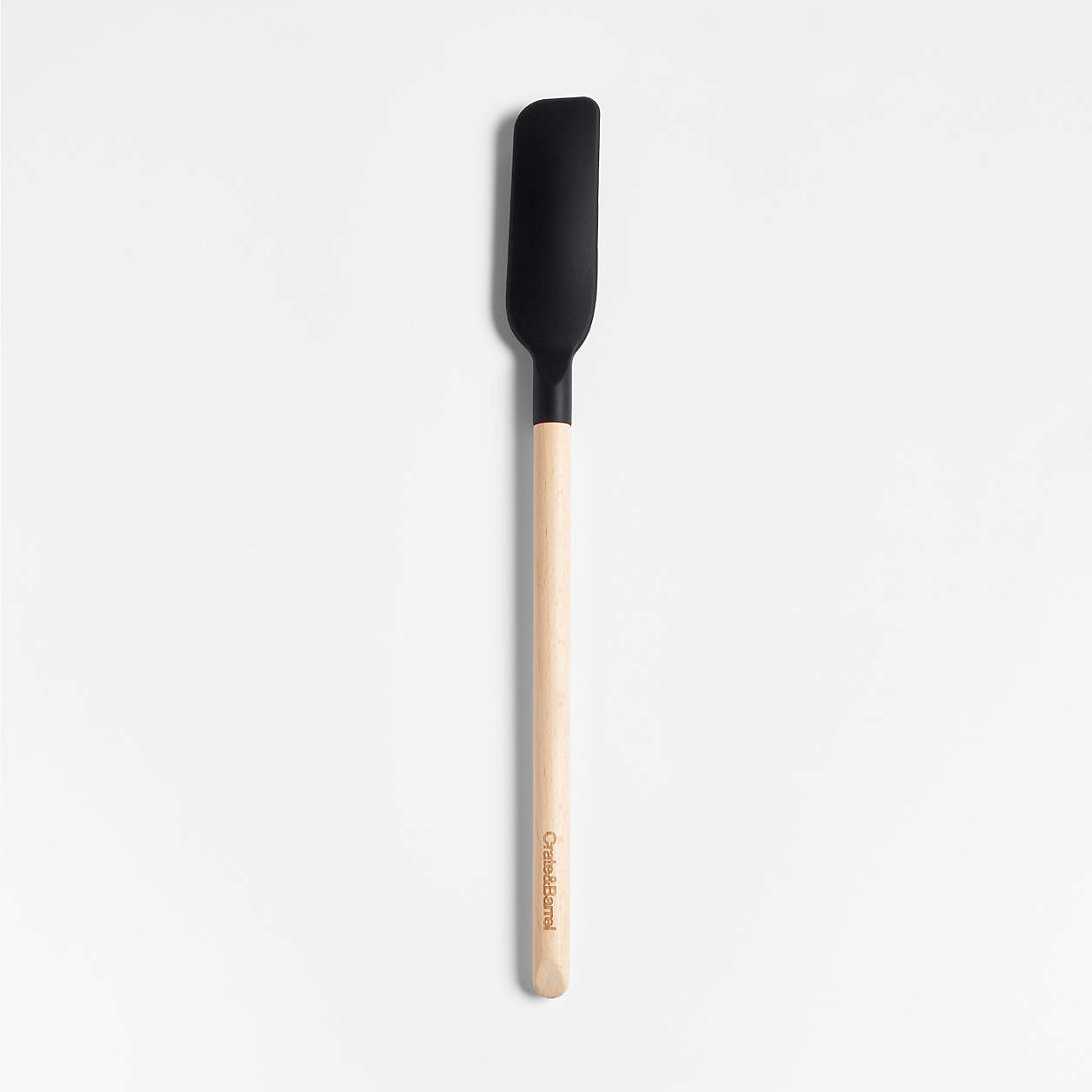 Crate & Barrel Wood and Black Silicone Jar Scraper | Crate & Barrel