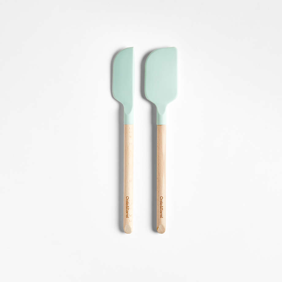 Crate & Barrel Wood and Mint Green Silicone Mini Spatulas, Set of 2 ...