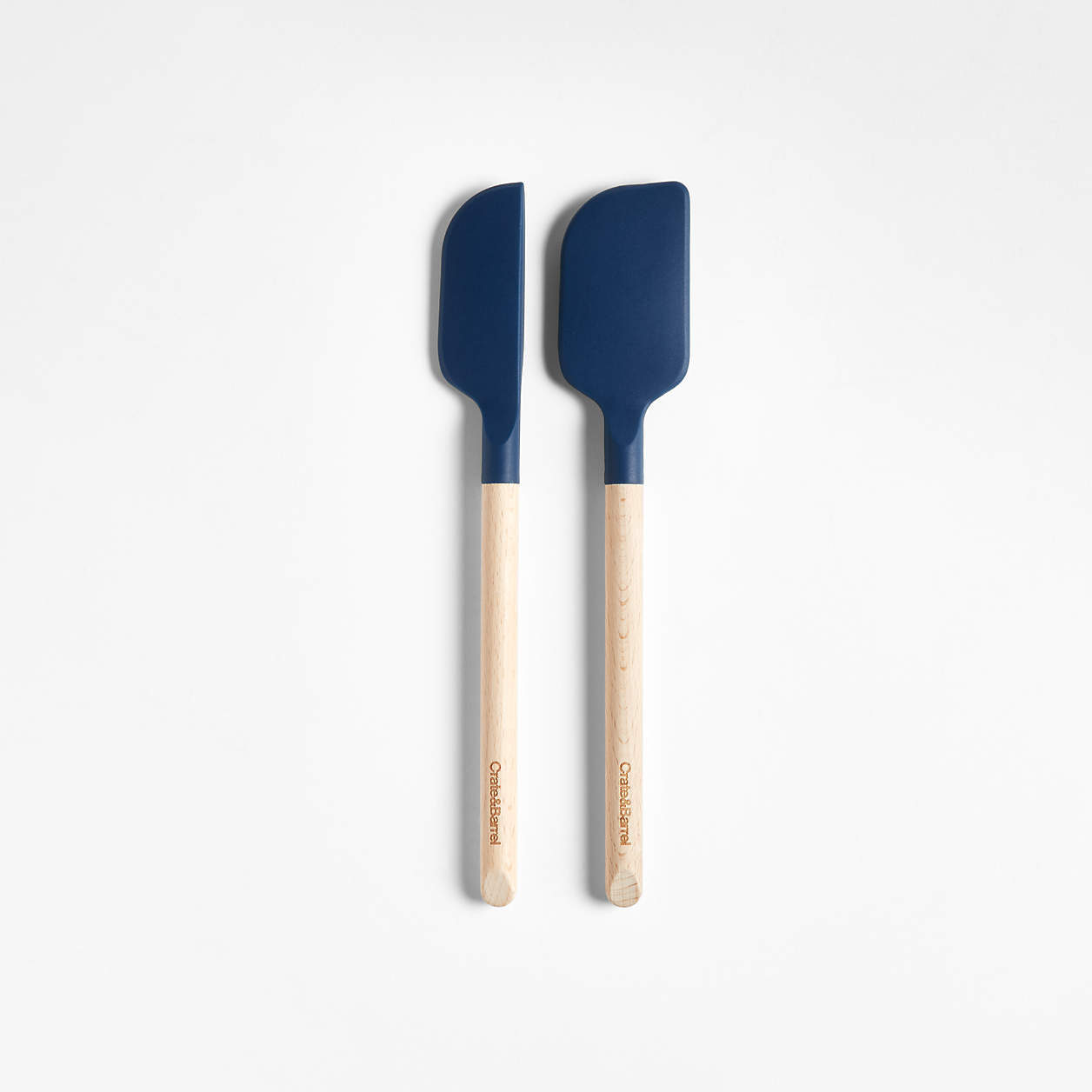 Crate & Barrel Wood and Navy Blue Silicone Mini Spatulas, Set of 2 ...