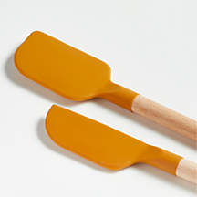 Crate & Barrel Wood and Yellow Silicone Mini Spatulas, Set of 2 | Crate ...