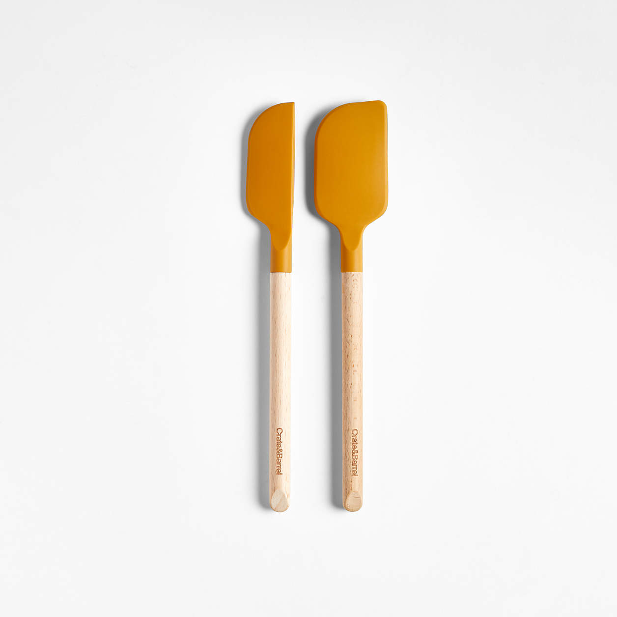 Crate & Barrel Wood and Yellow Silicone Mini Spatulas, Set of 2 | Crate ...