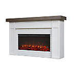 Cravenhall White and Brown Wood Electric Fireplace | Crate & Barrel