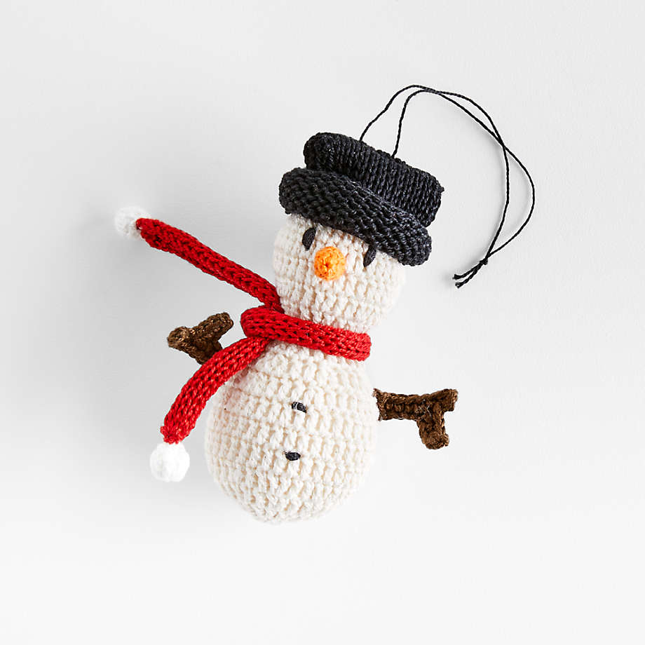 Crochet Snowman Christmas Tree Ornament | Crate and Barrel