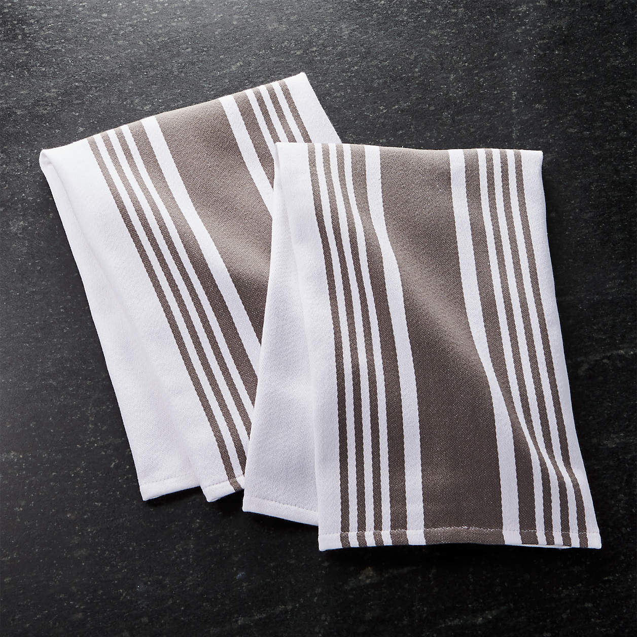 Cuisine Stripe Grey Dish Towels, Set of 2 + Reviews | Crate & Barrel