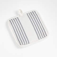 Cuisine Stripe Grey Organic Cotton Pot Holder + Reviews | Crate & Barrel