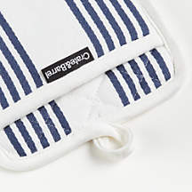 Cuisine Stripe Indigo Organic Cotton Pot Holder + Reviews | Crate & Barrel