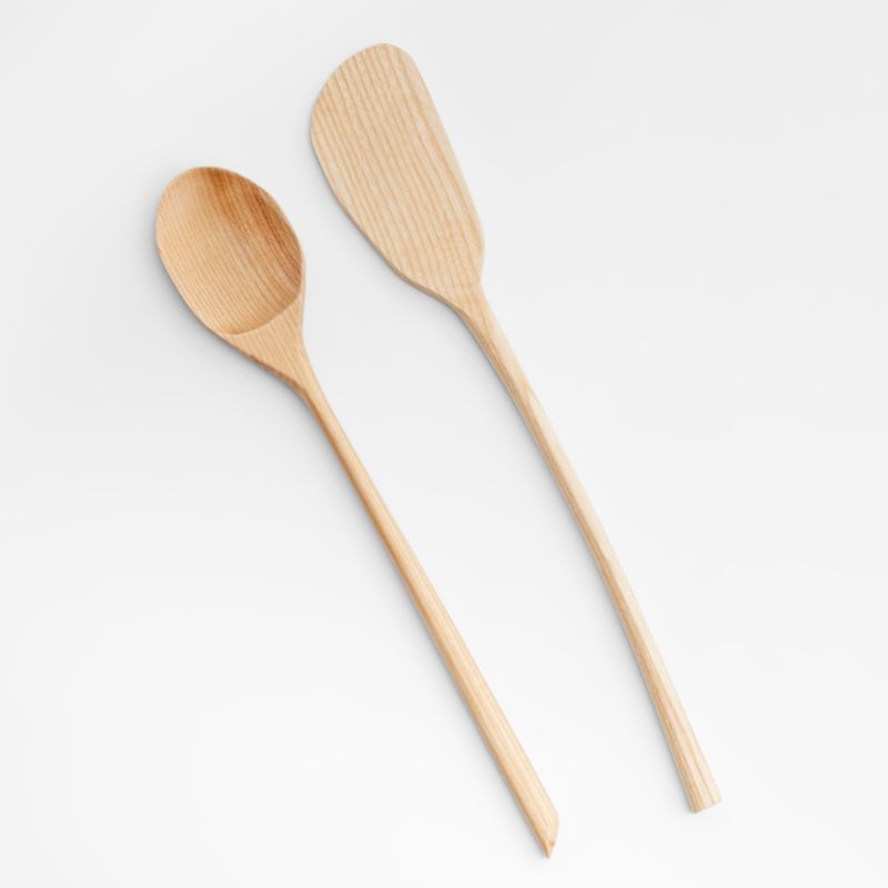 Cyrus Wood Carved Spoons, Set of 2 | Crate & Barrel